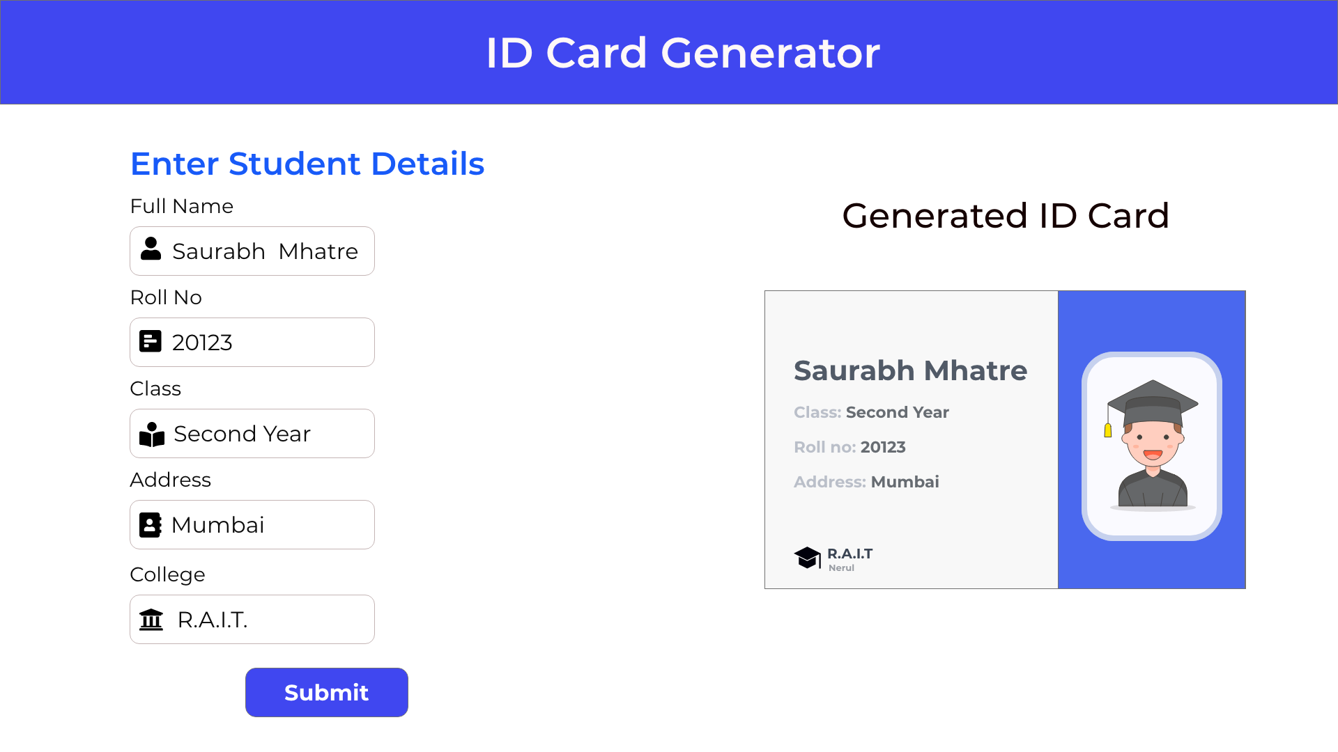 Update Css Of The Ui · Issue 1 · Saurabhnative React30 1 Id Card Generator · Github