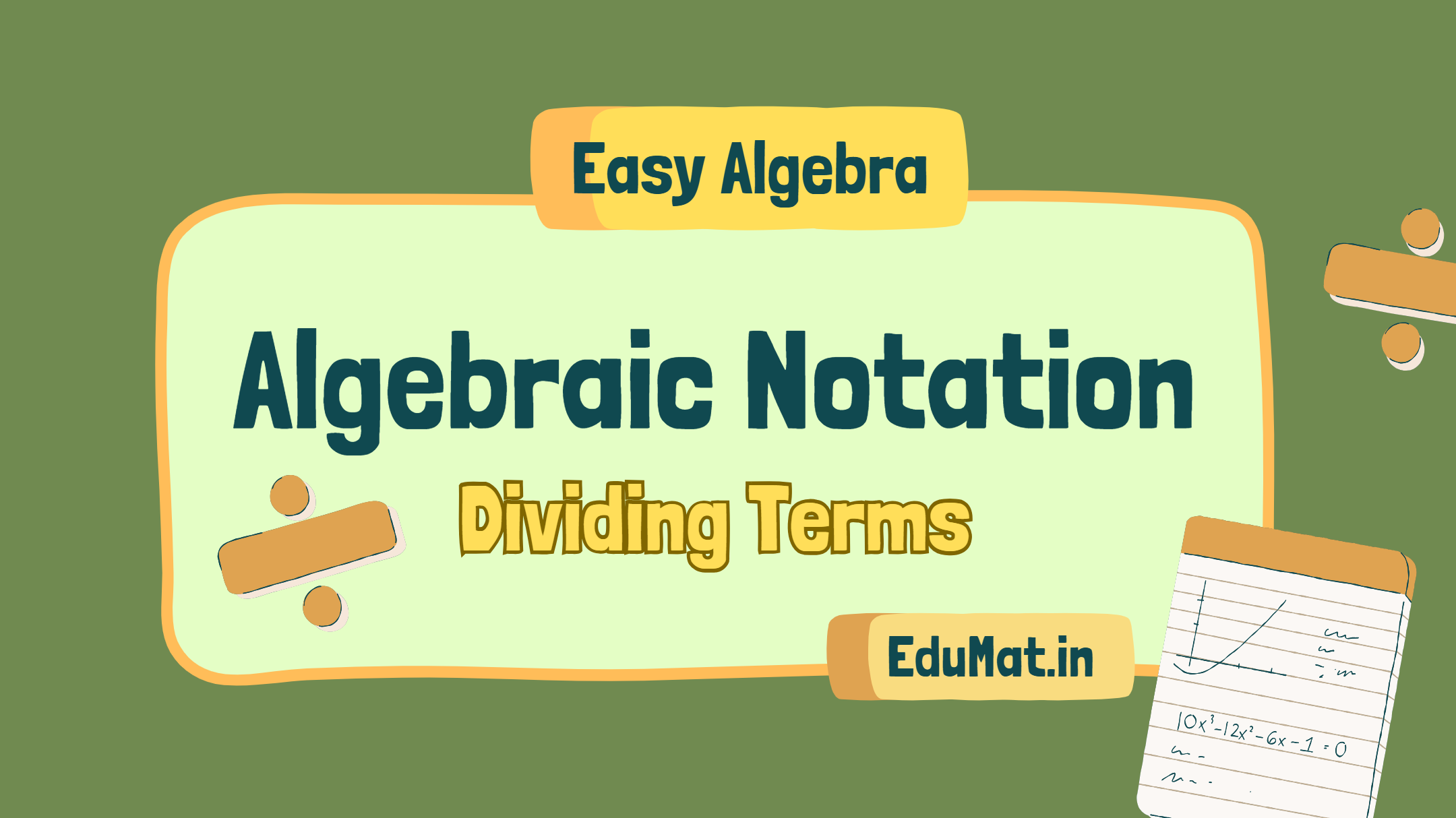 Algebraic Notation for Dividing Terms Made Simple - Easy Algebra by ...