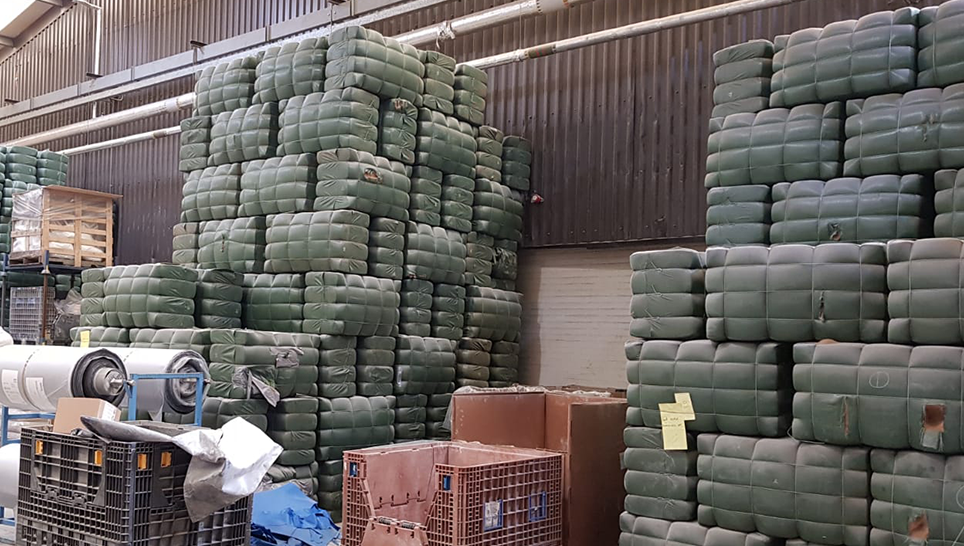 Cork storage inside the Tiflex factory