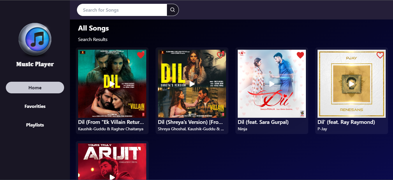GitHub - AMS006/Music_Player: Its a Music Player Website where a User can search for different ...