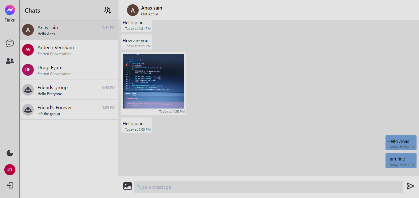 GitHub - AMS006/TalksMessenger: A real time chat application created ...