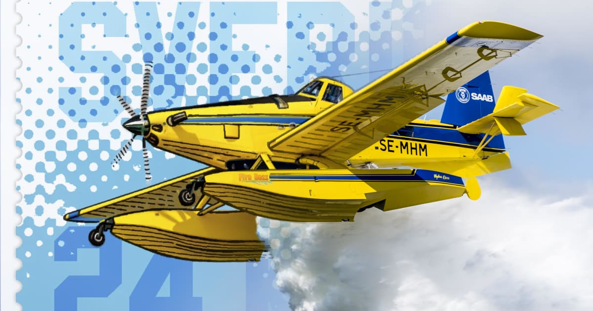 Saab’s firefighting aircraft commemorated on postage stamp