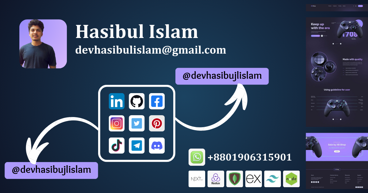 Hasibul Islam (@devhasibulislam), a full stack web developer