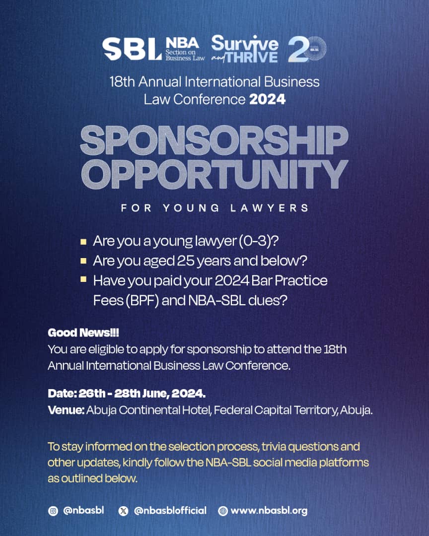 Sponsorship Opportunity for Young Lawyers at the 18th Annual International Business Law ...