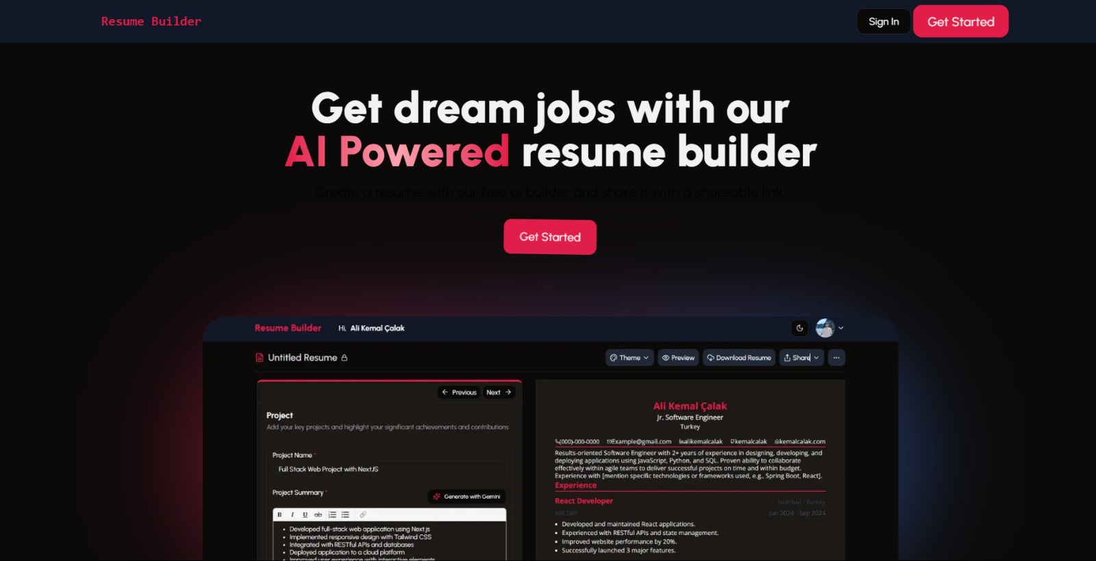 GitHub - kemalcalak/Resume-Builder: Resume Builder is a modern and user-friendly application ...