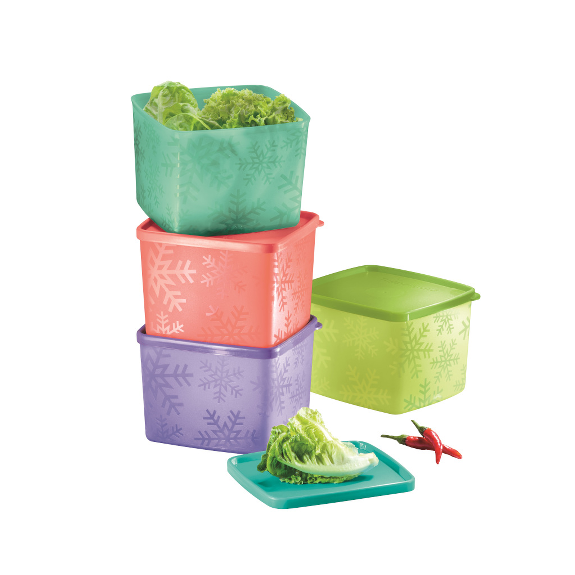 Snowflake Medium Square Round (4) 800ml | Tupperware Plus