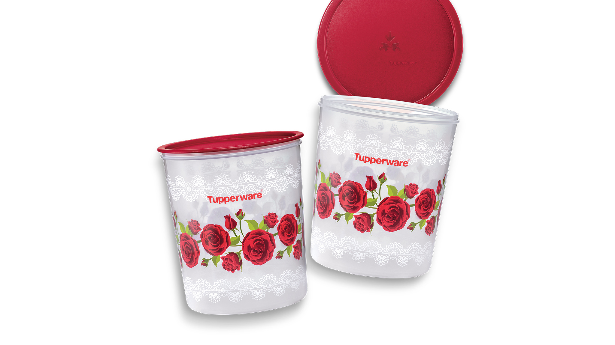 Royal Red Rose One Touch Maxi Canister (2) 5.5L | Tupperware Plus