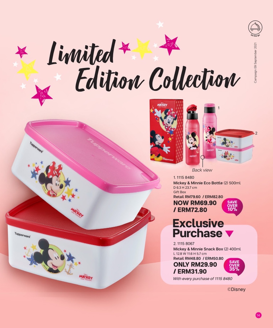 Mickey & Minnie Eco Bottle (2) 500ml | Tupperware Plus