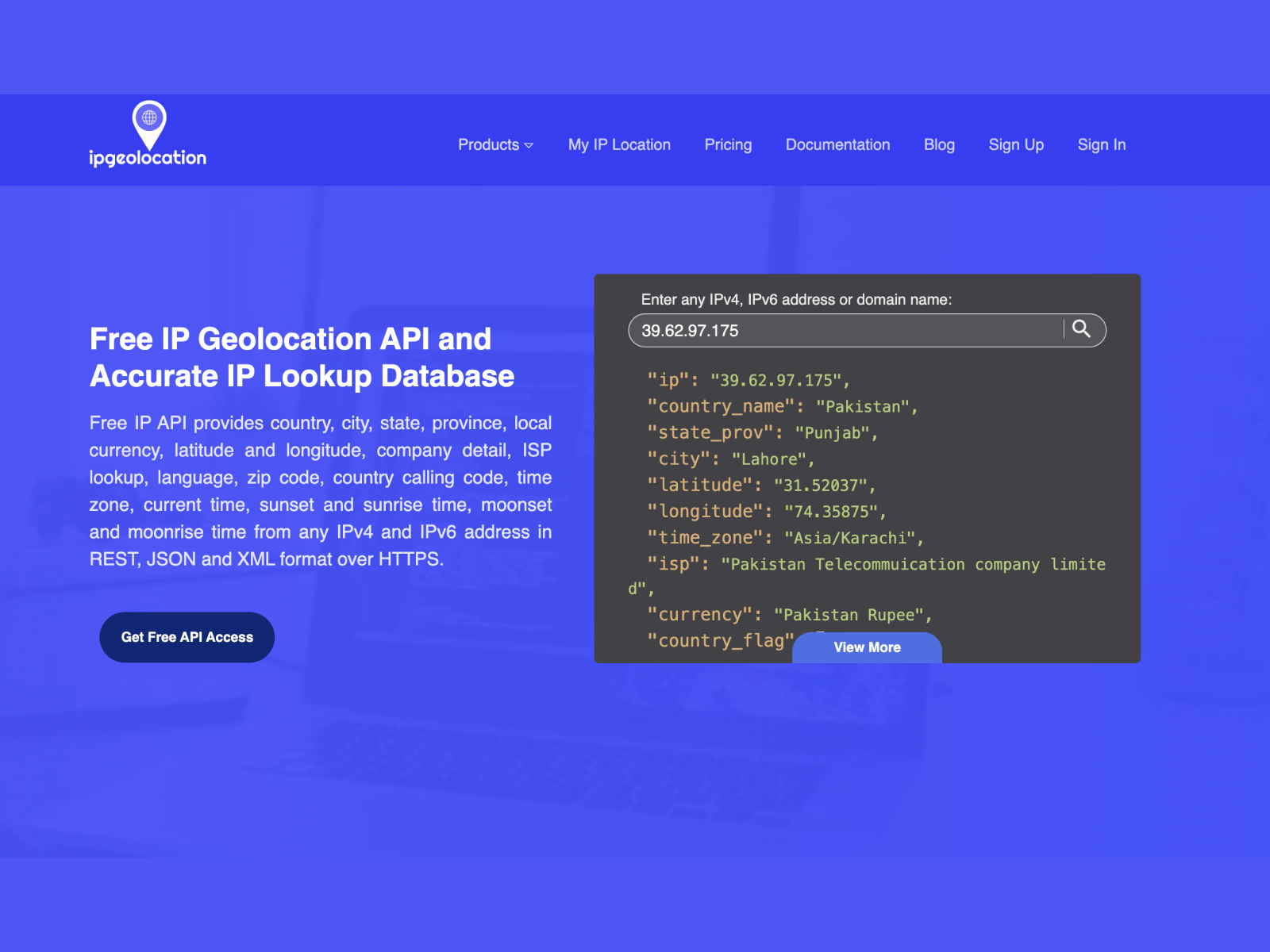 ipgeolocation.io - IP address to location data such as country, city, state and zip code ...