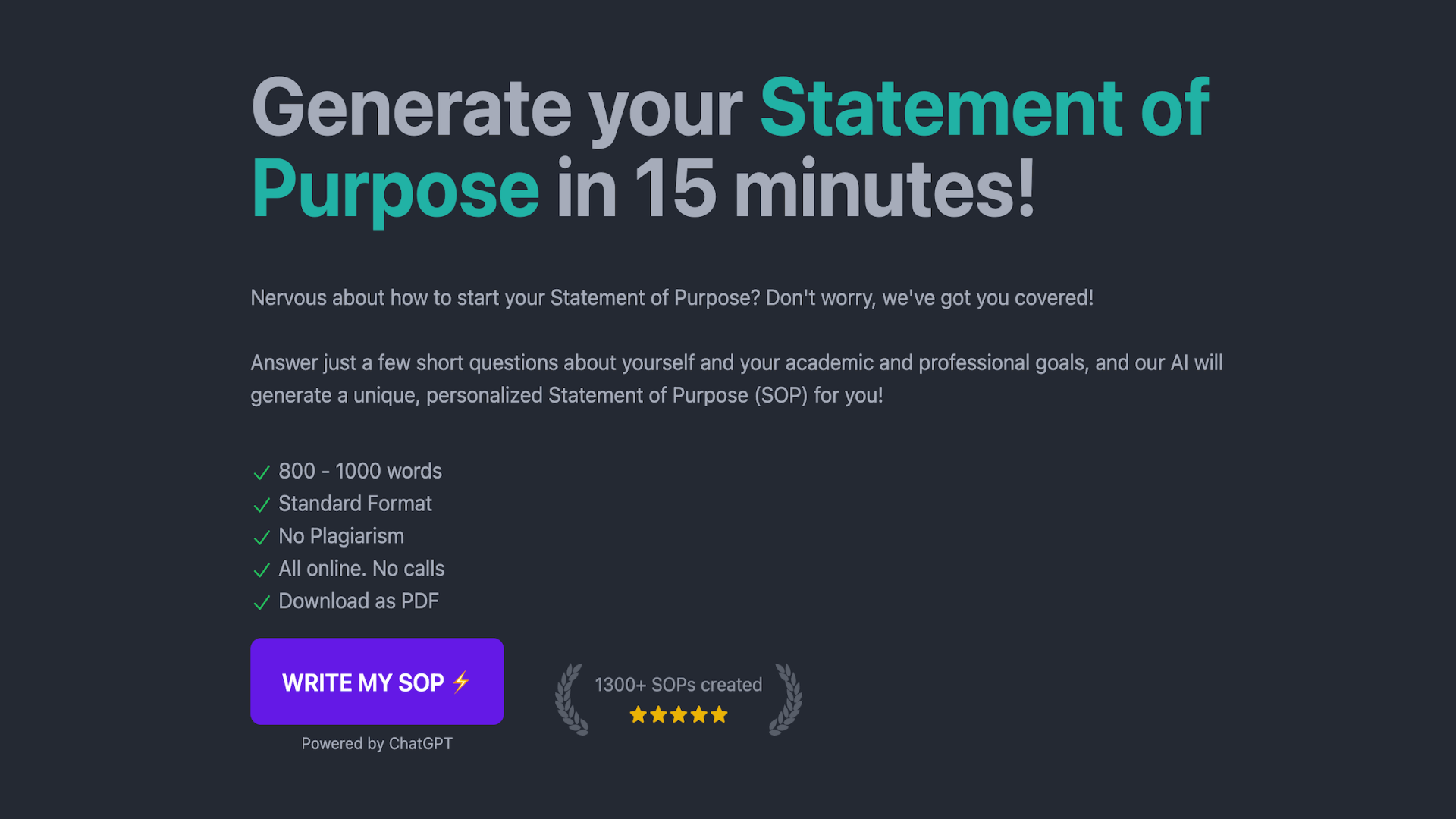 SopCreator - Create your Statement of Purpose with AI - SideProjectors ...