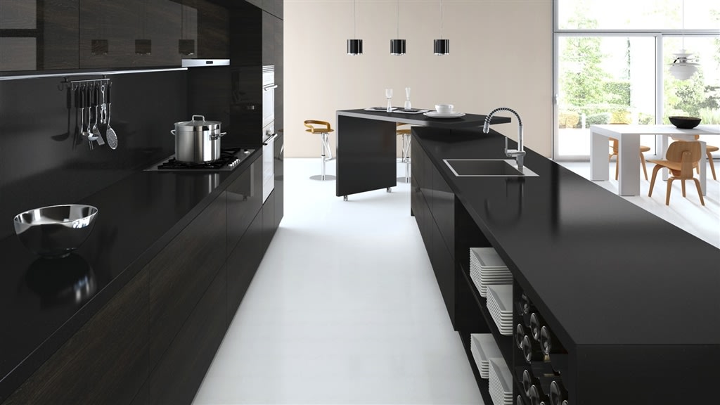 Jet Black Kitchen Worktop | Caesarstone | Project Marble