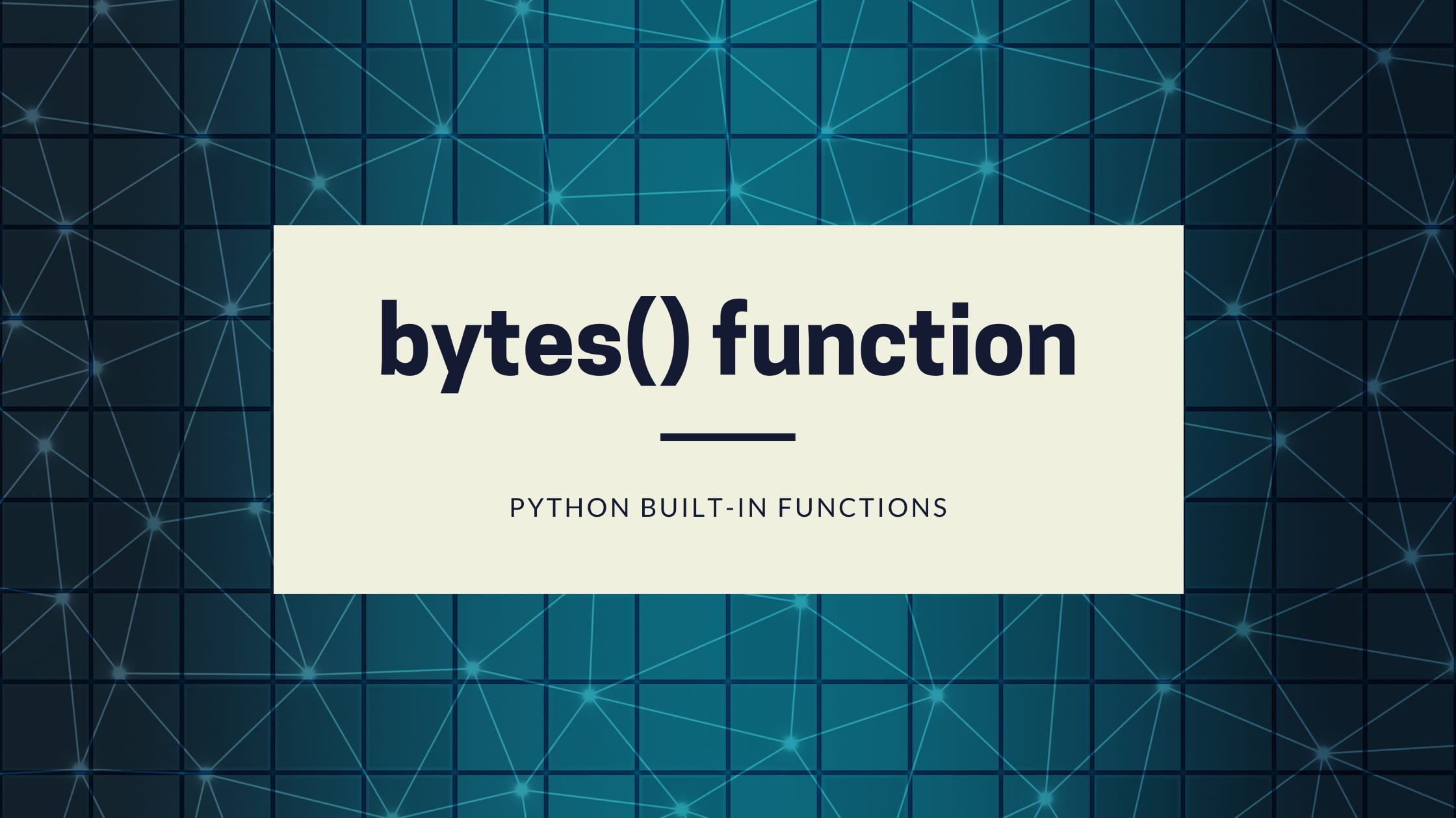 Bytes Function In Python