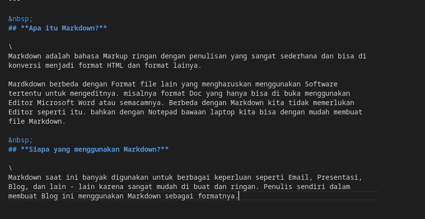 Post - Berkenalan dengan Markdown dan kegunaan dari Markdown