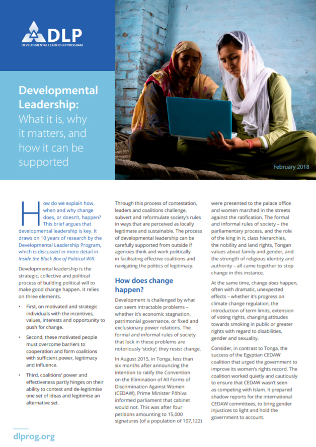Developmental Leadership: What it is, why it matters, and how it can be ...
