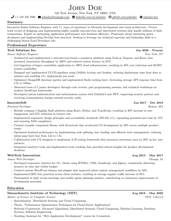 ResumeTex - Convert Your Resume to Professional LaTeX Format
