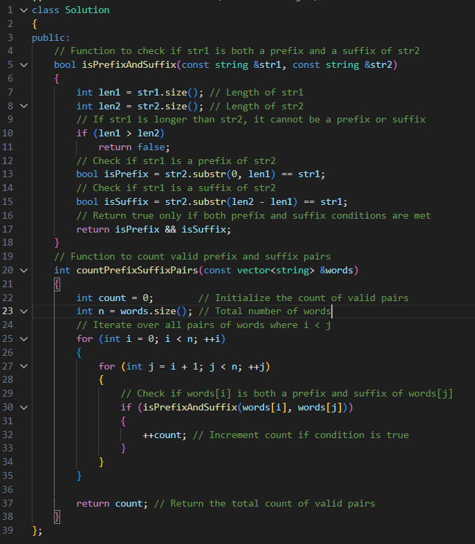 Coding Problem Count Prefix And Suffix Pairs I 6641