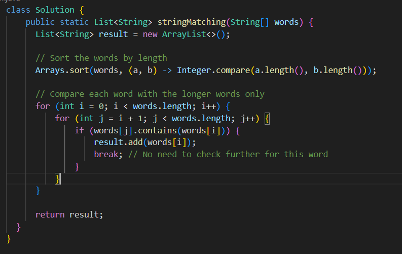 Coding Problem String Matching In An Array
