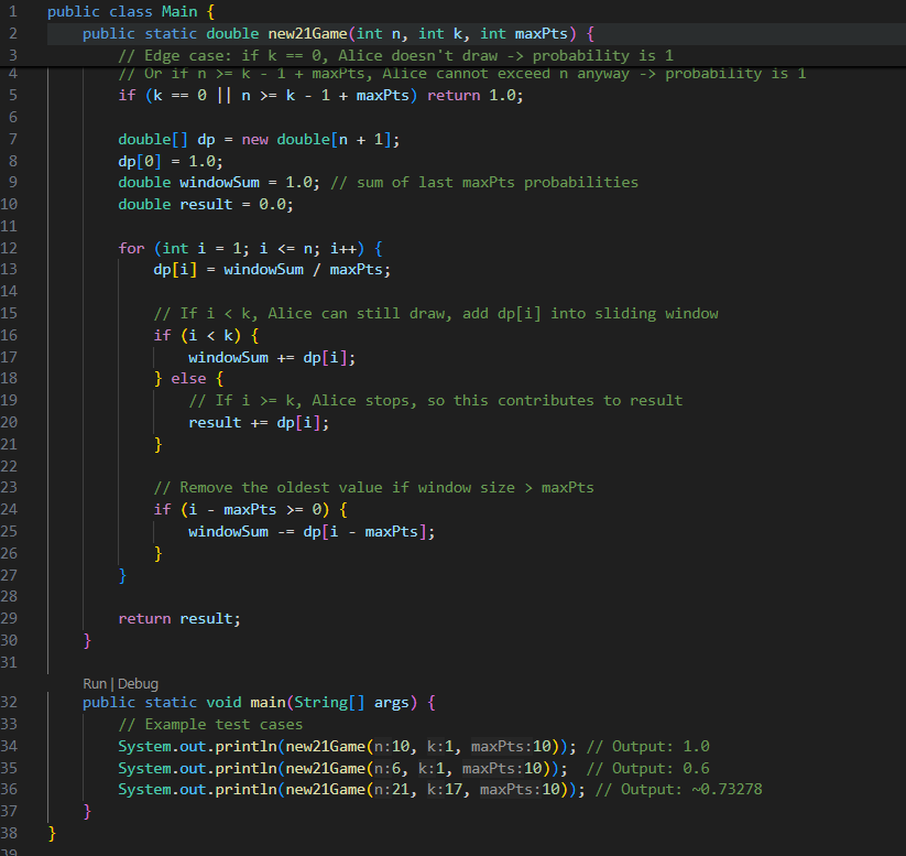 Coding Problem: New 21 Game