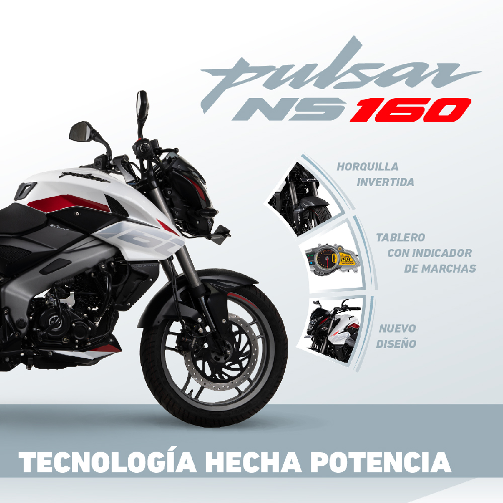 MOTOCICLETA BAJAJ DEPORTIVA PULSAR NS 160 PERLA UG 2025 | Walmart en línea