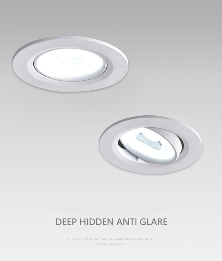 Irradiation Angle Adjustable Anti-Glare LED Downlight Recessed Ceiling ...