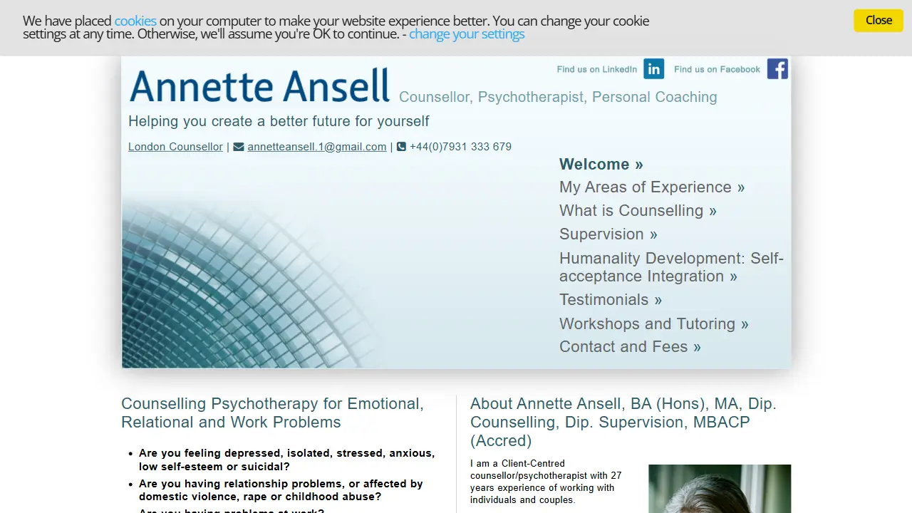 Annette Ansell: Counselling, Psychotherapy, Coaching