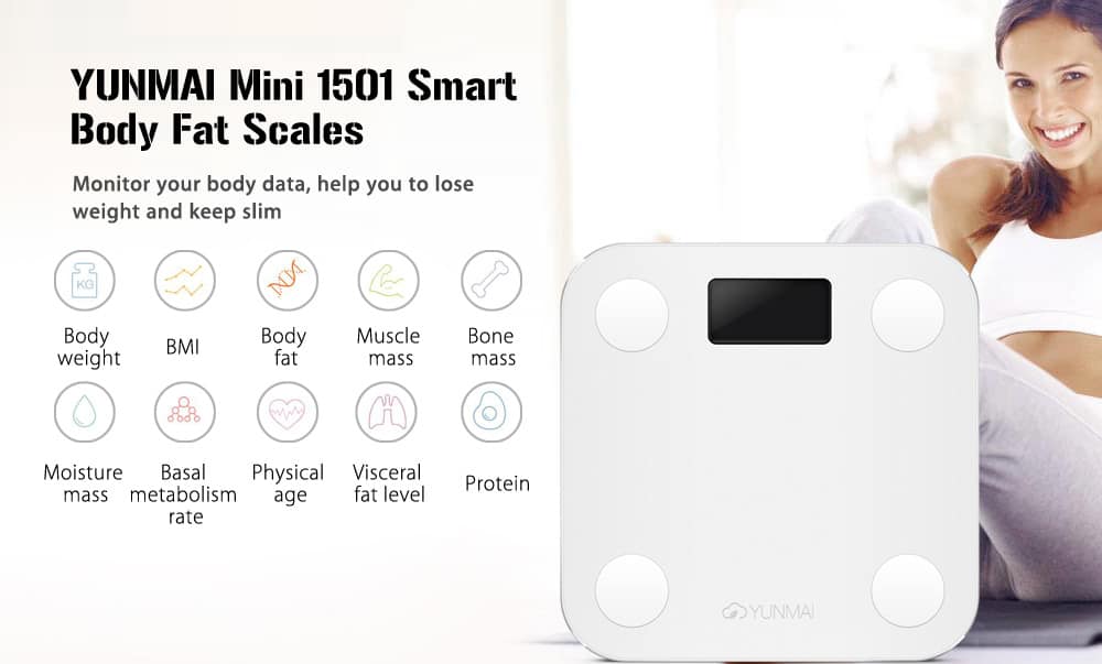 Yunmai Mini Smart Scale Body Fat Composition Monitor App Blue