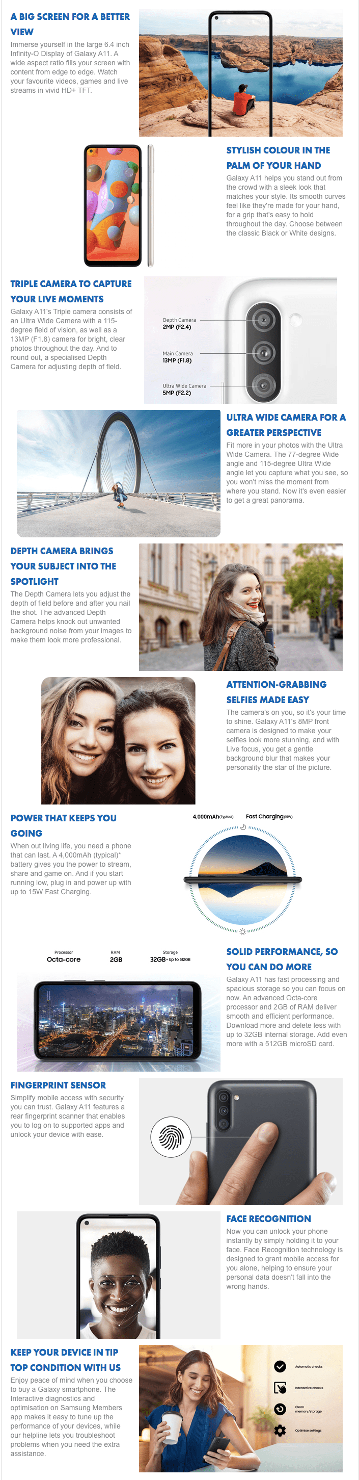 Samsung Galaxy A11 32GB BLACK Unlocked 6.4 Screen Size Smart Phone