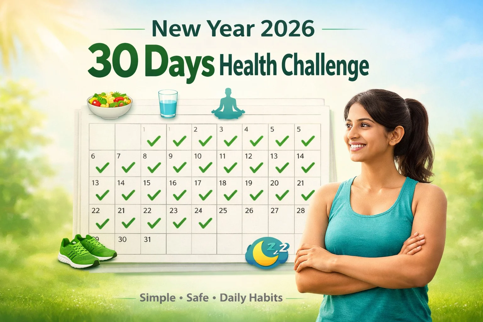 New Year 2026: 30 Days Health Challenge – जो आपकी सेहत बदल देंगे