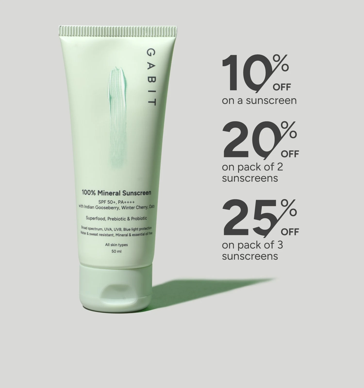 Gabit 100% Mineral Sunscreen with SPF 50+ & PA++++