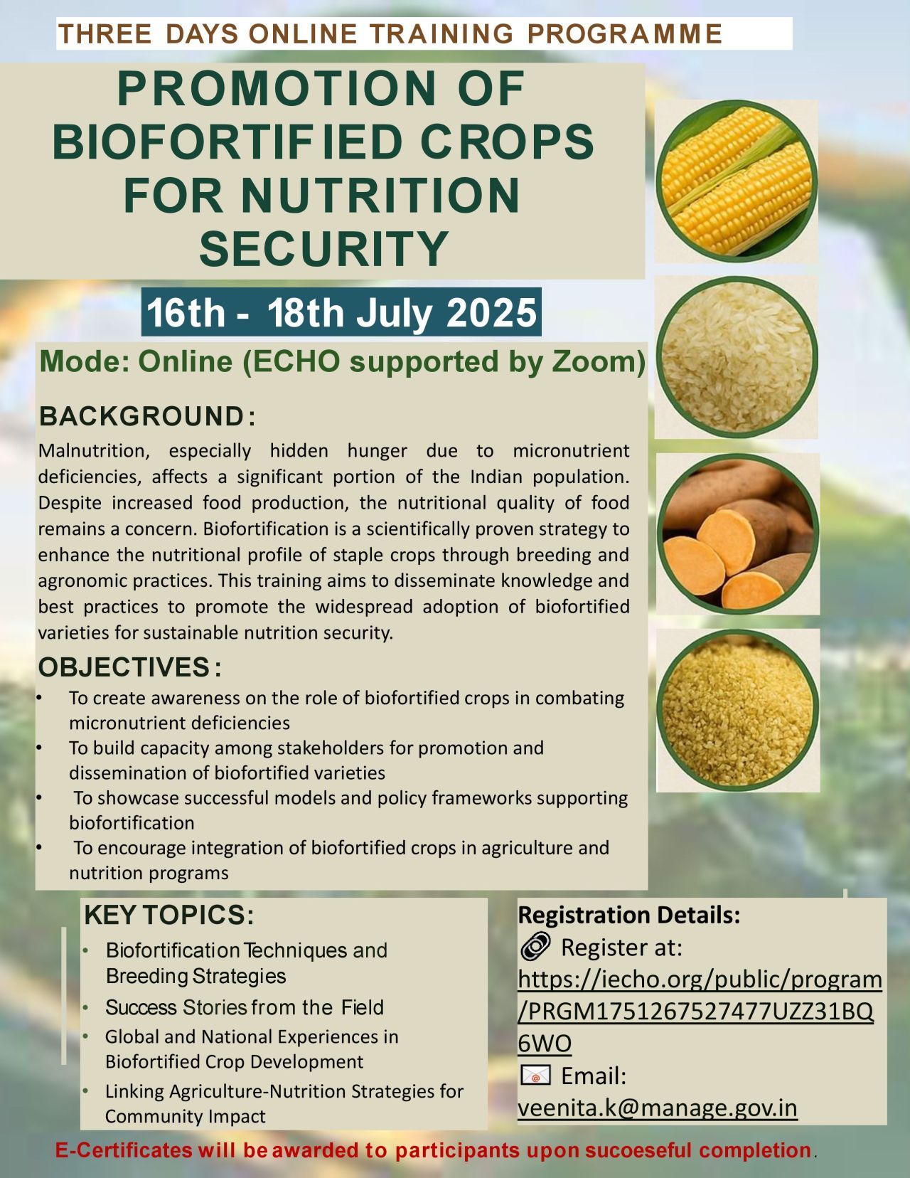 Promotion of Biofortified Crops for Nutrition Security - Ind...