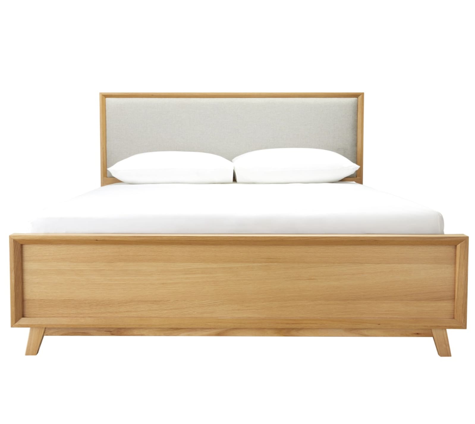 Buy Morgan Oak Bed Frame with Upholstered Headboard - James Lane Australia
