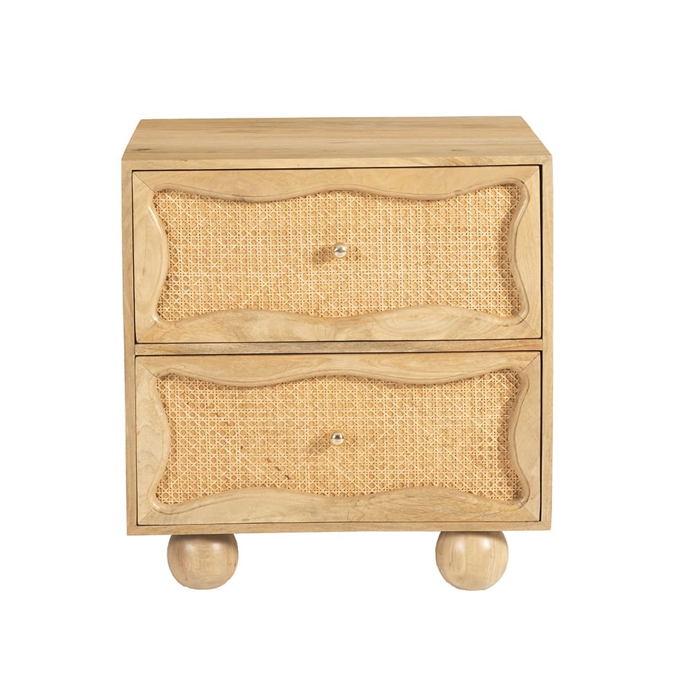 Shop Baxter Mango Wood and Rattan Bedside Table - 2 Drawer at Sleeping ...