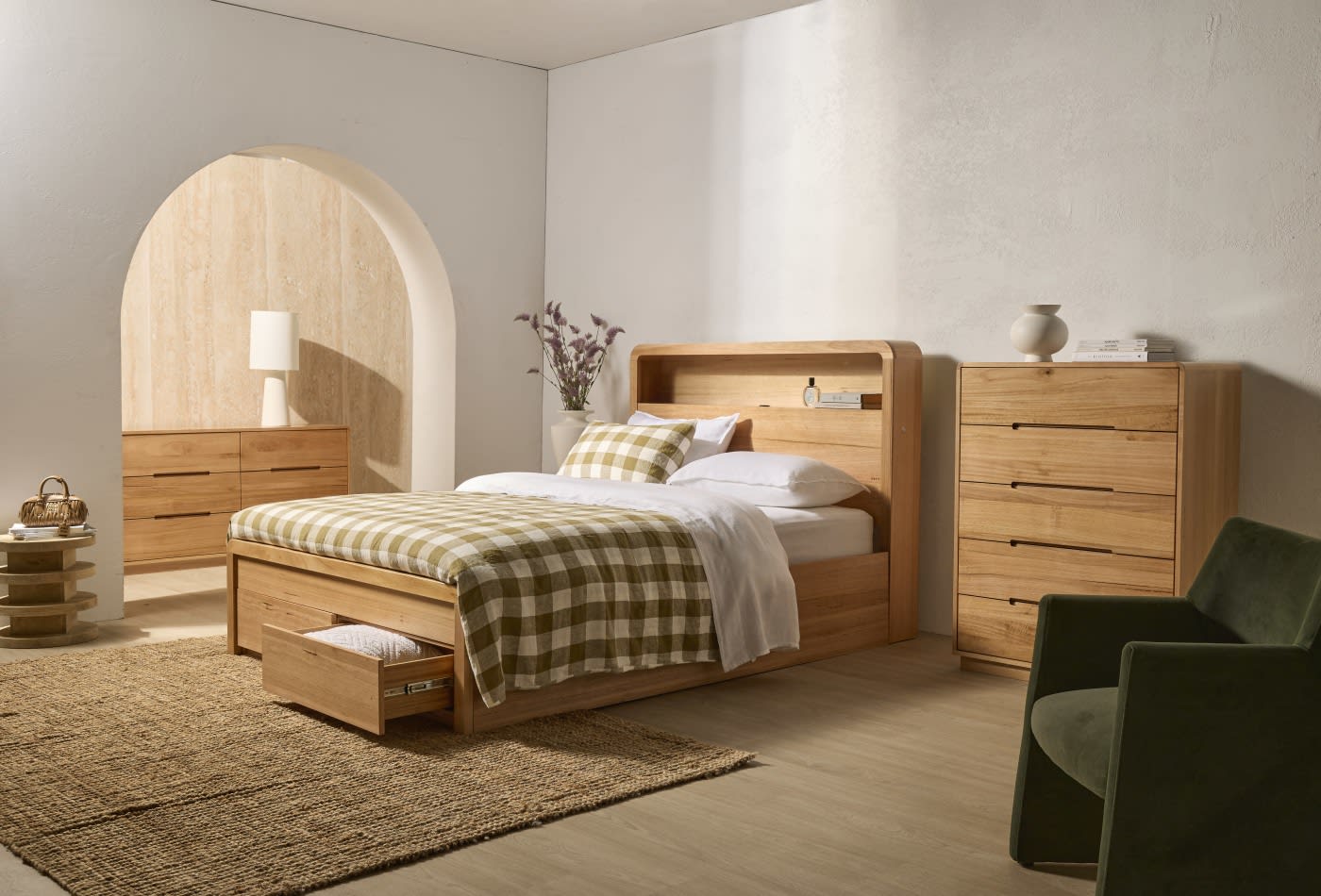 Shop Chloe Gas Lift Storage Bed & Drawers & Bookend with USB & LED at ...