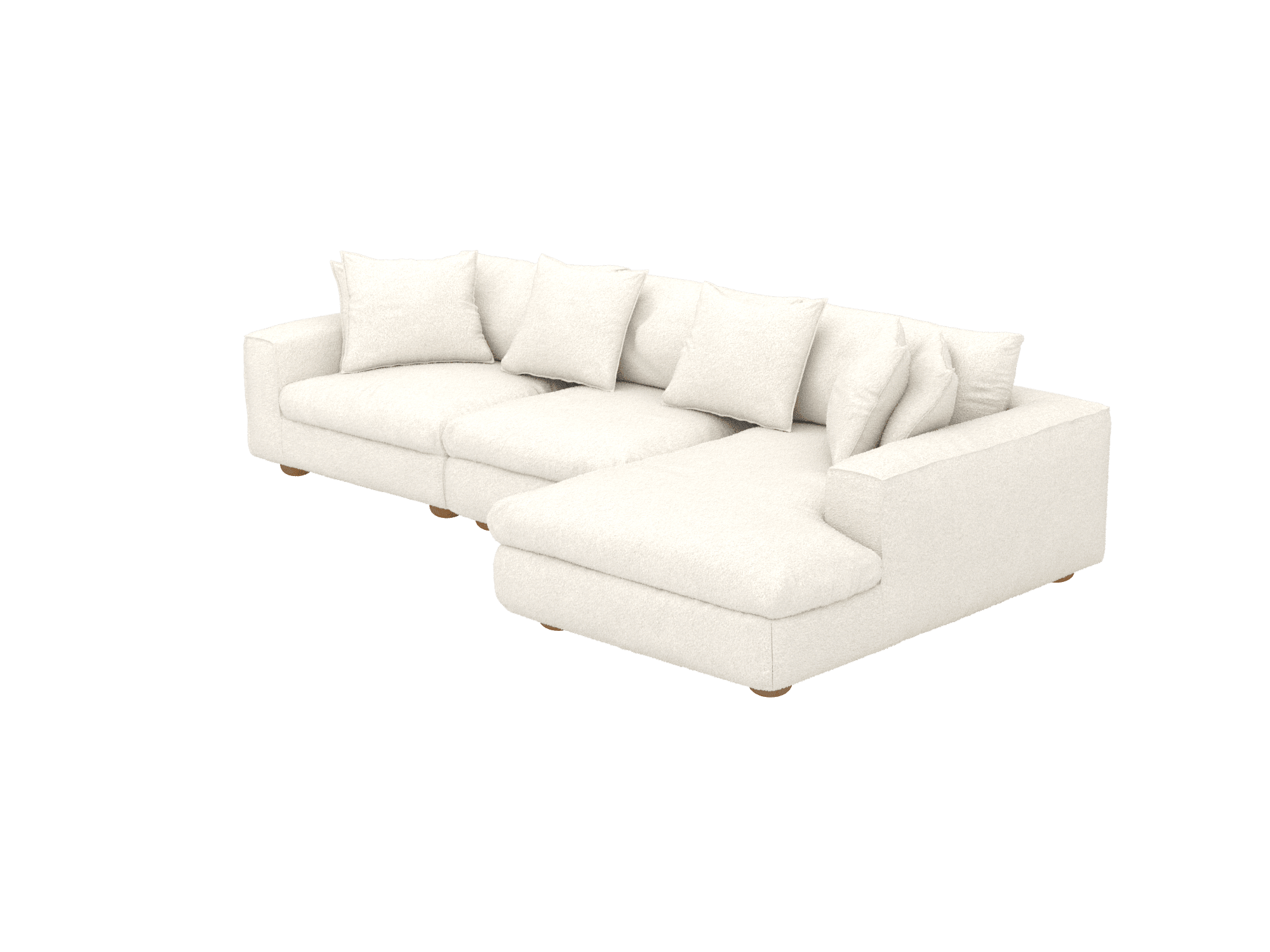Buy Tully MKII Boucle Ivory Chaise Sofa - 3 Seater - James Lane Australia