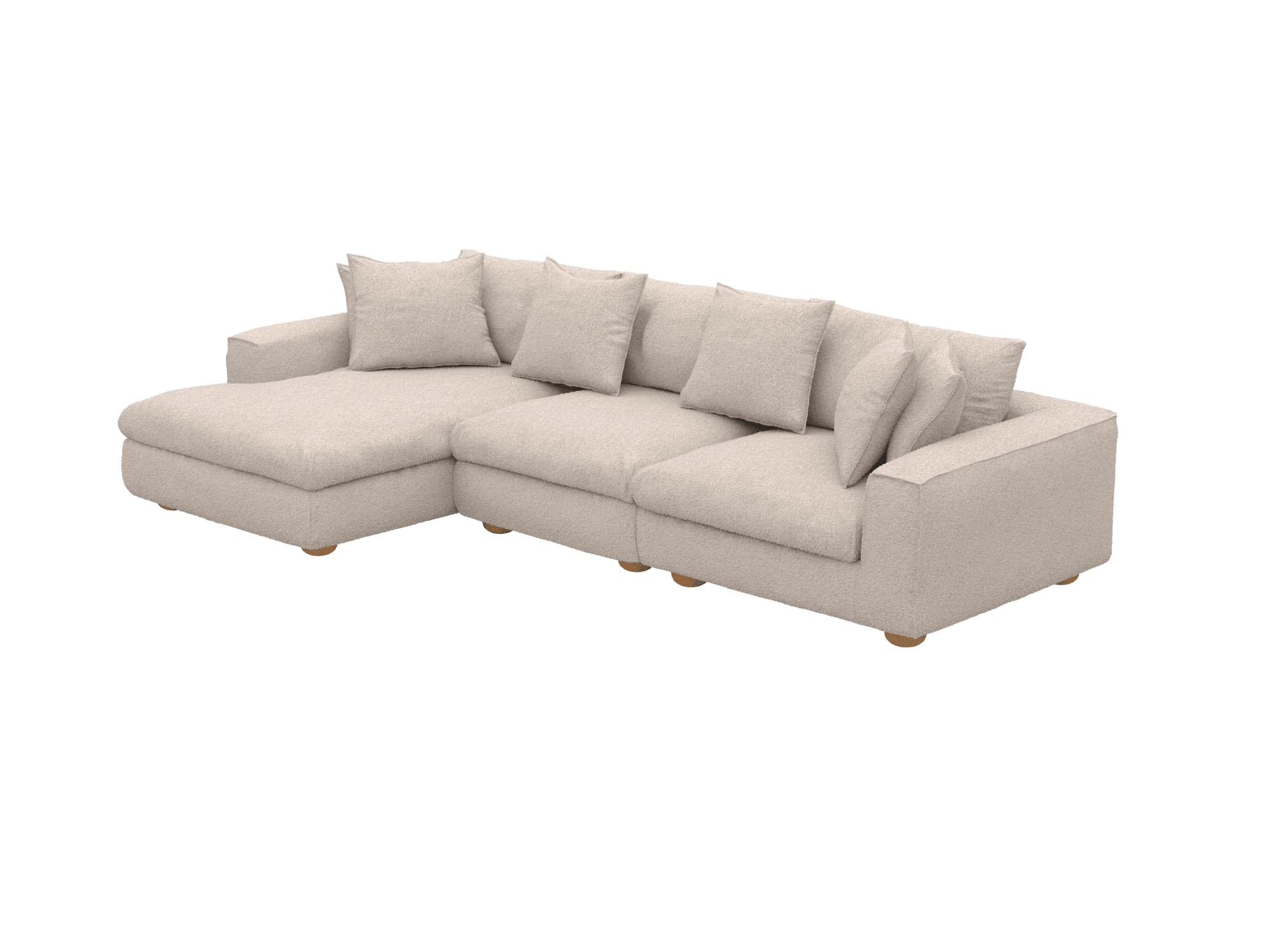 Buy Tully MKII Boucle Pumice Chaise Sofa - 3 Seater - James Lane Australia