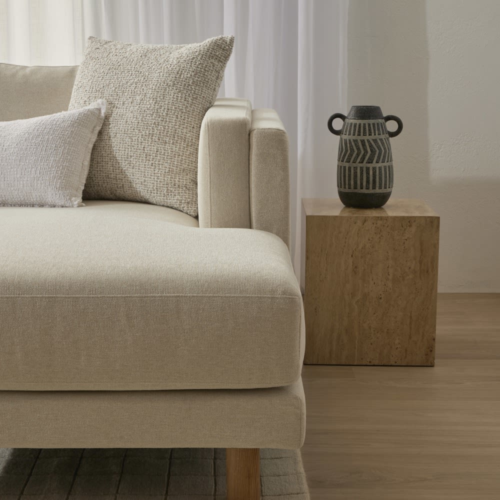 Buy Hayes California Ivory Chaise Sofa - 3 Seater - James Lane Australia