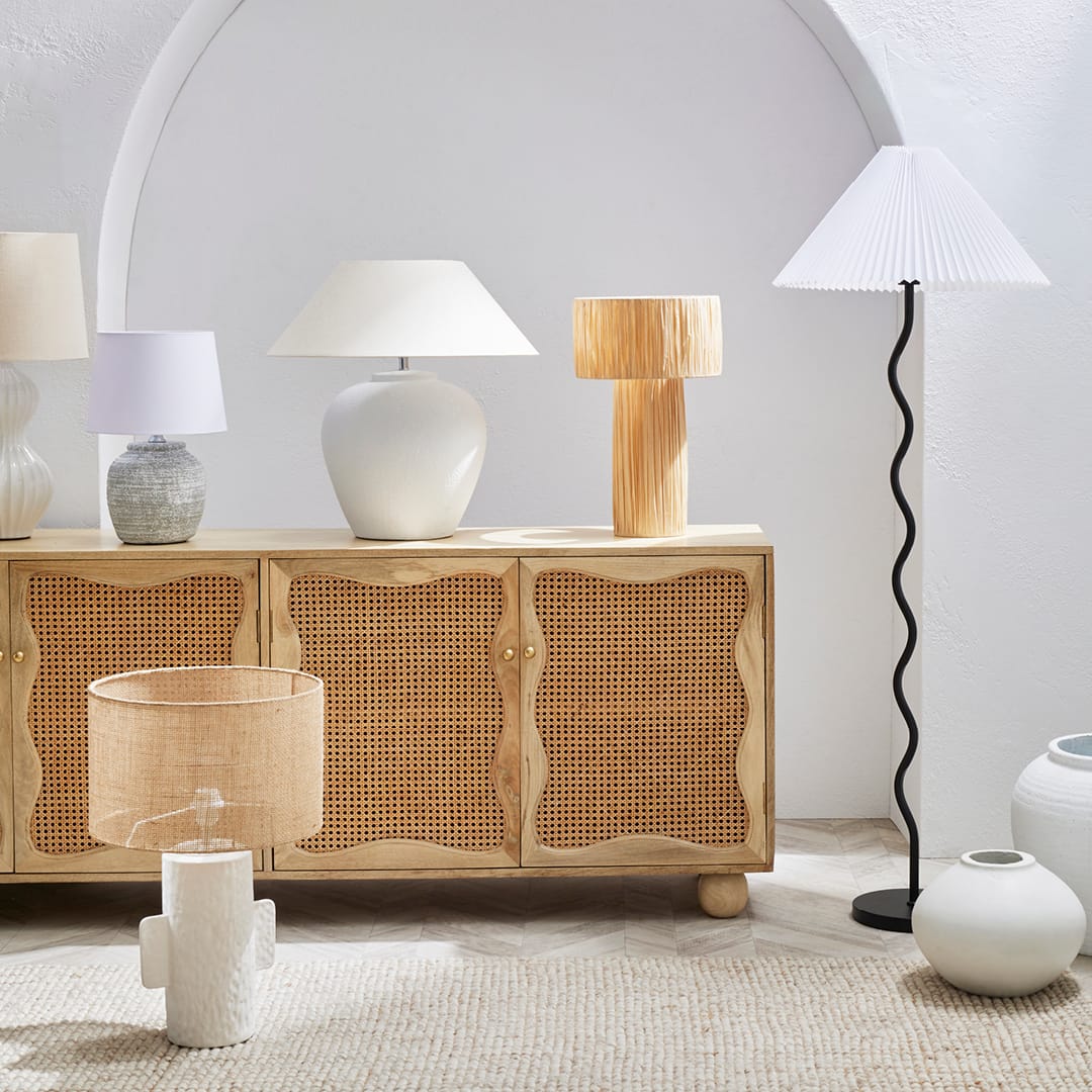 Buy Pandora Table Lamp White Natural - James Lane Australia