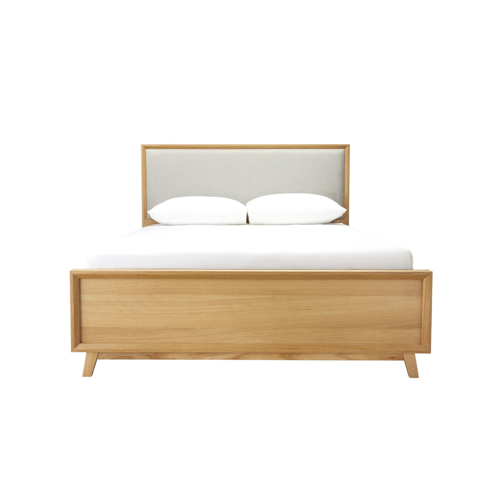 Shop Morgan Oak Bed Frame with Upholstered Headboard at Sleeping Giant ...