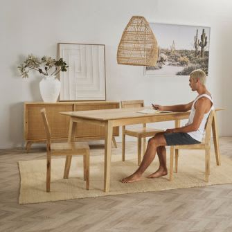 Buy Tulum Mango Wood and Rattan Desk - 115cm - James Lane Australia