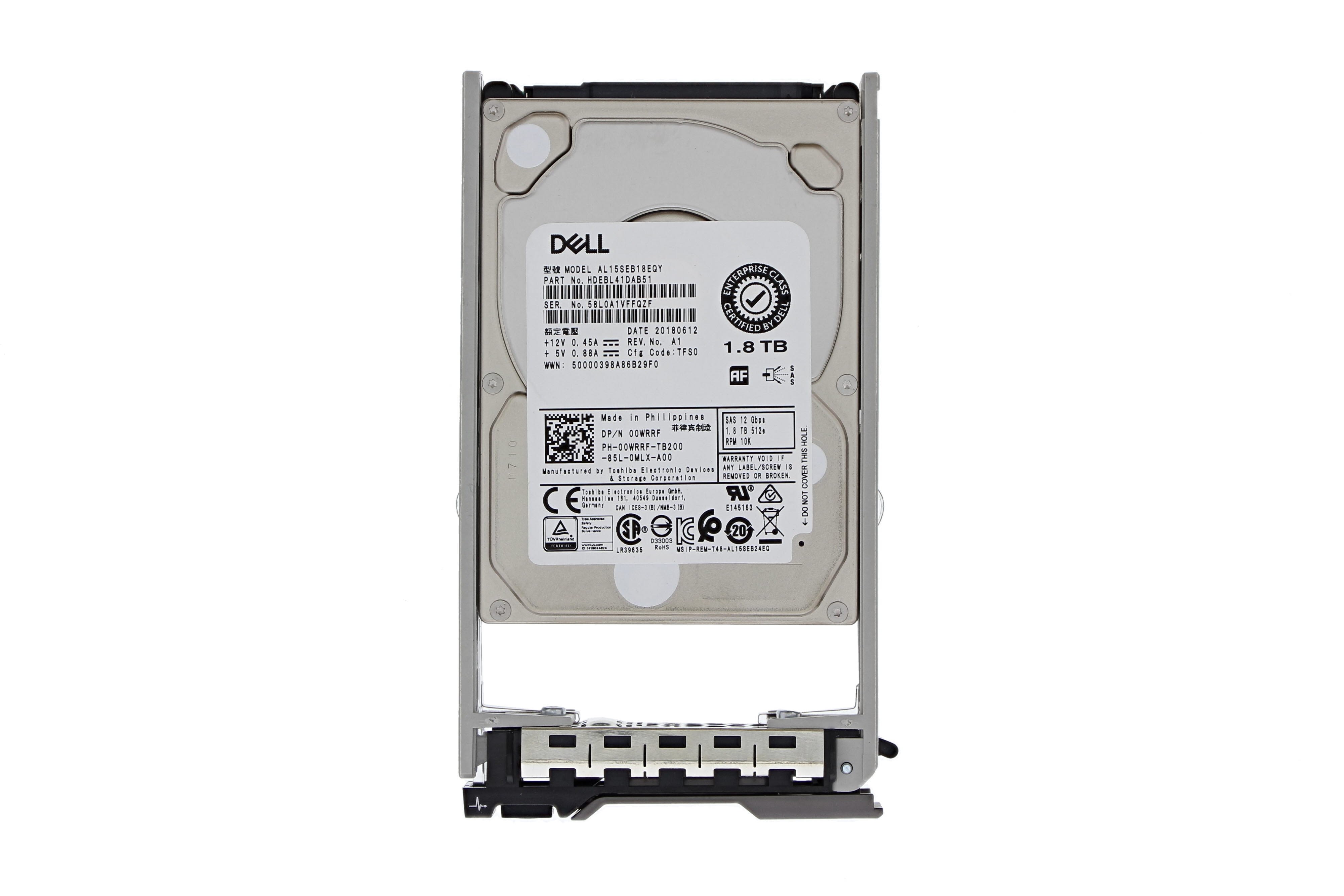 Dell 1.8TB SAS 2.5" 12G Refurbished Hard Drive 0WRRF | Buy Online