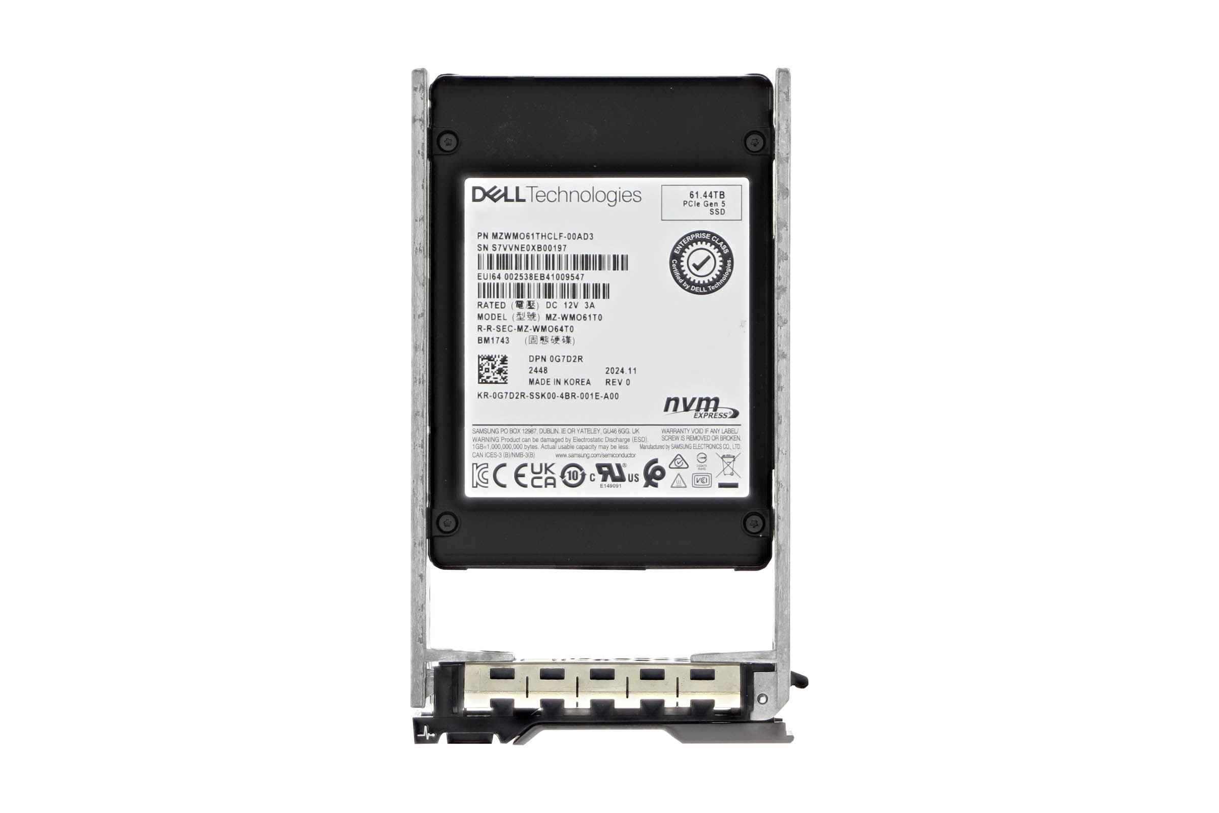 Dell 61.44TB PCIe NVMe Gen5 2.5" SSD G7D2R | Buy Online