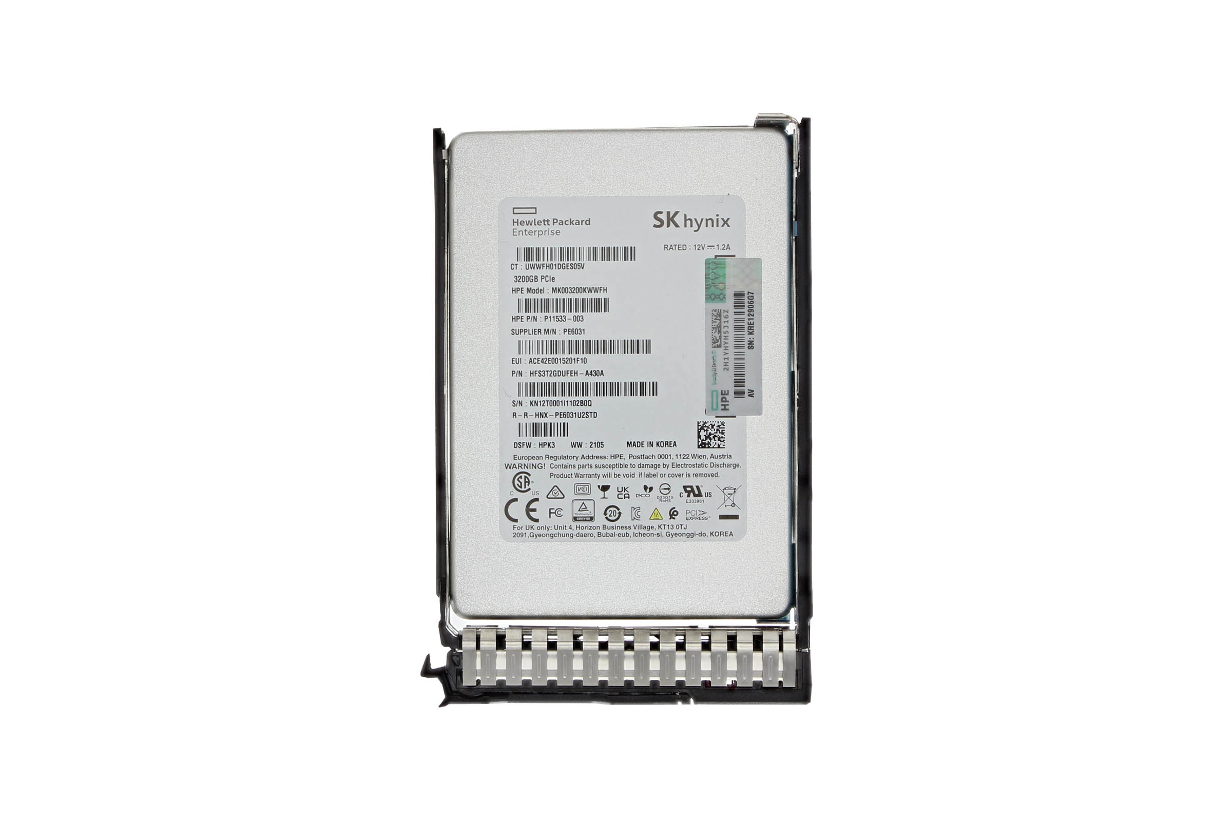 P13828-001 HP 3.2TB PCIe NVMe 2.5" Solid State Drive