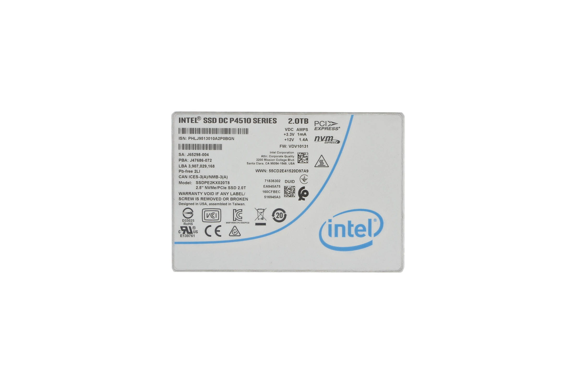 Intel 2TB PCIe NVMe Gen4 2.5" SSD SSDPE2KX020T8 | Buy Online