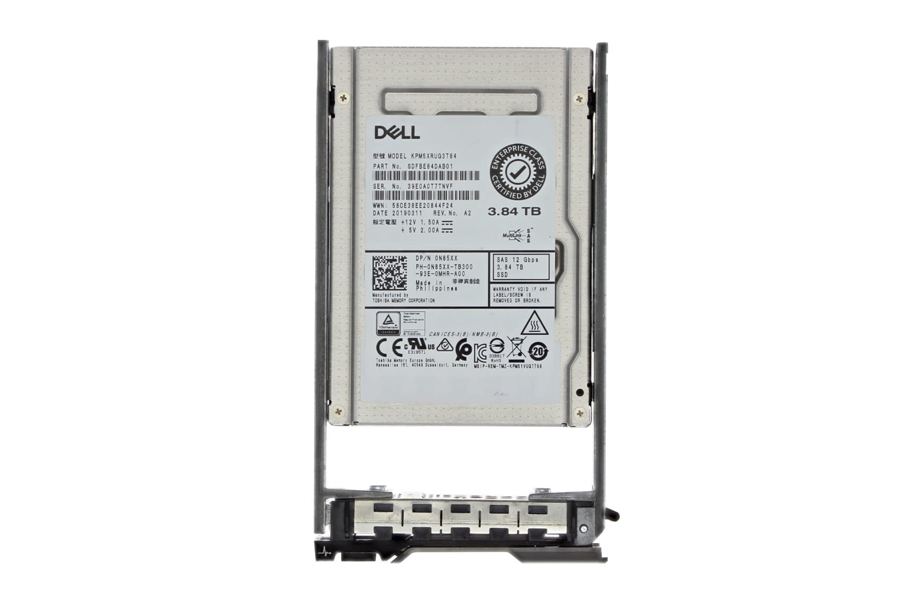 N85XX Dell 3.84TB SAS 2.5" 12Gbps Read Intensive Solid State Drive