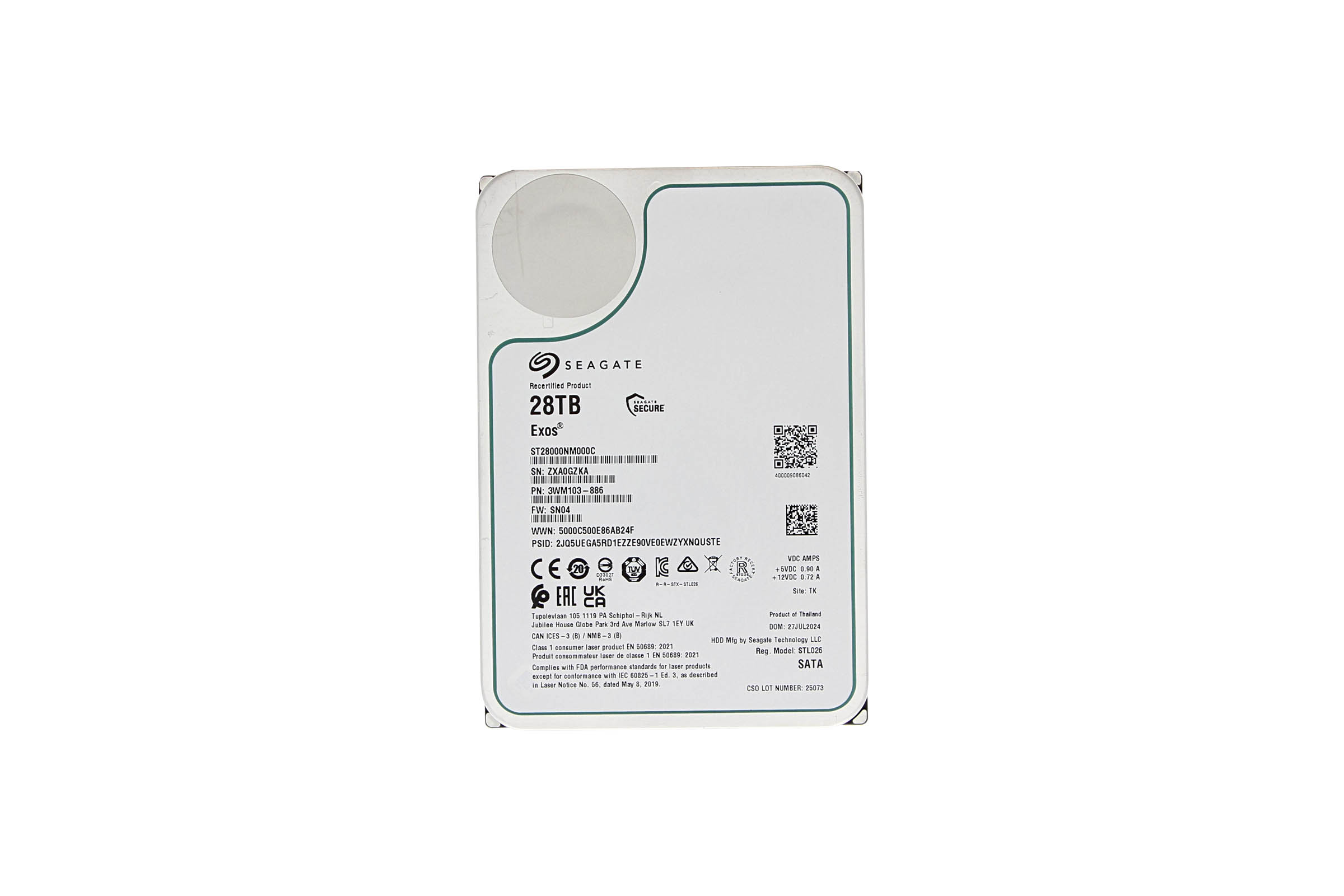 Seagate 28TB SATA 7.2k 3.5" 6G Manufacturer Refurbished HDD ...