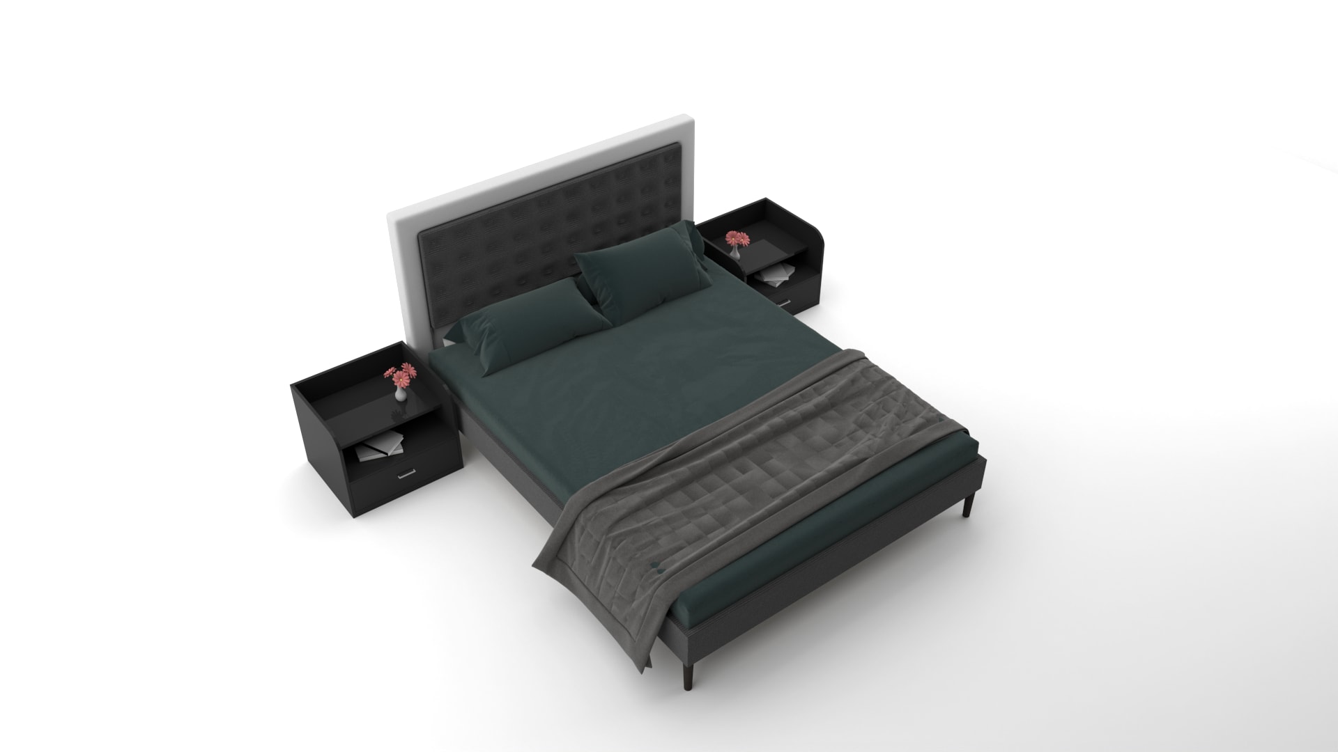 Hegg Tufted Upholstered Platform Bed 3d SketchUp model .skp file ...