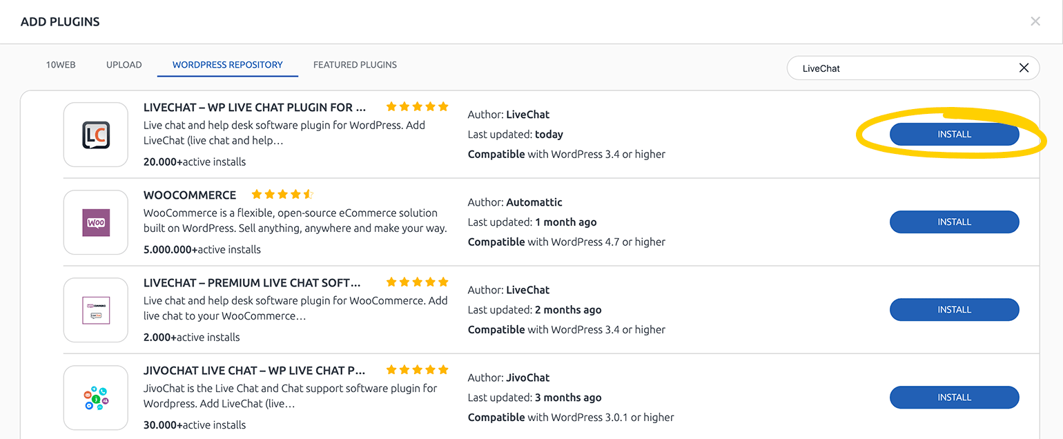 How to Add LiveChat to 10Web | LiveChat Help Center | LiveChat.com