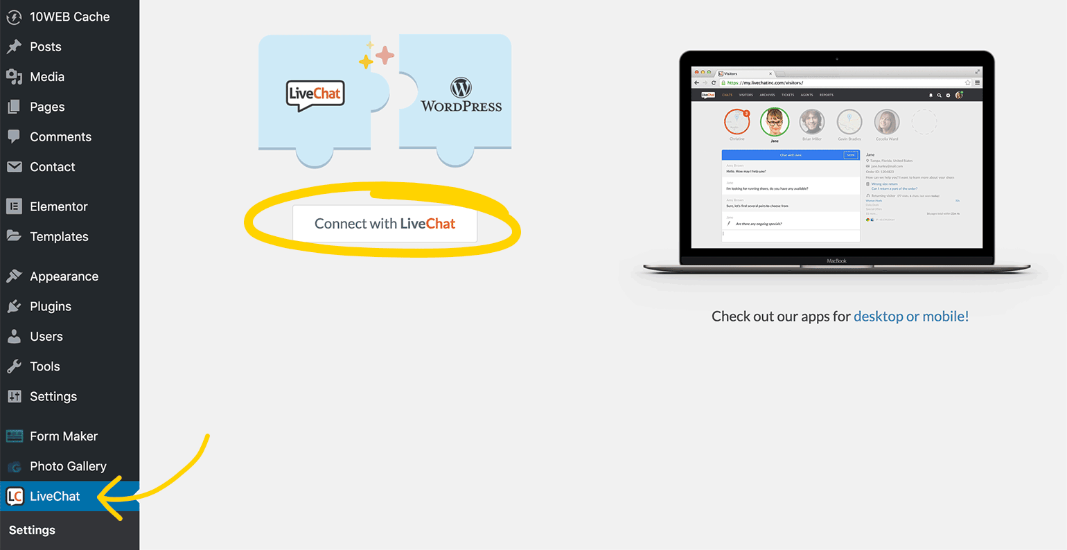 How to Add LiveChat to 10Web | LiveChat Help Center | LiveChat.com