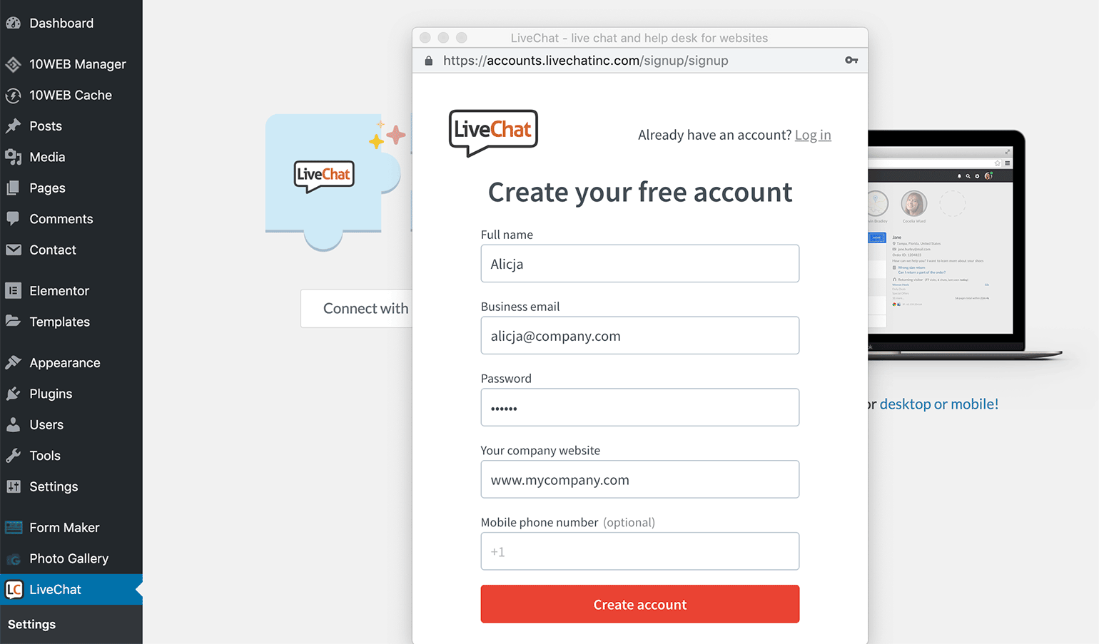 How to Add LiveChat to 10Web | LiveChat Help Center | LiveChat.com