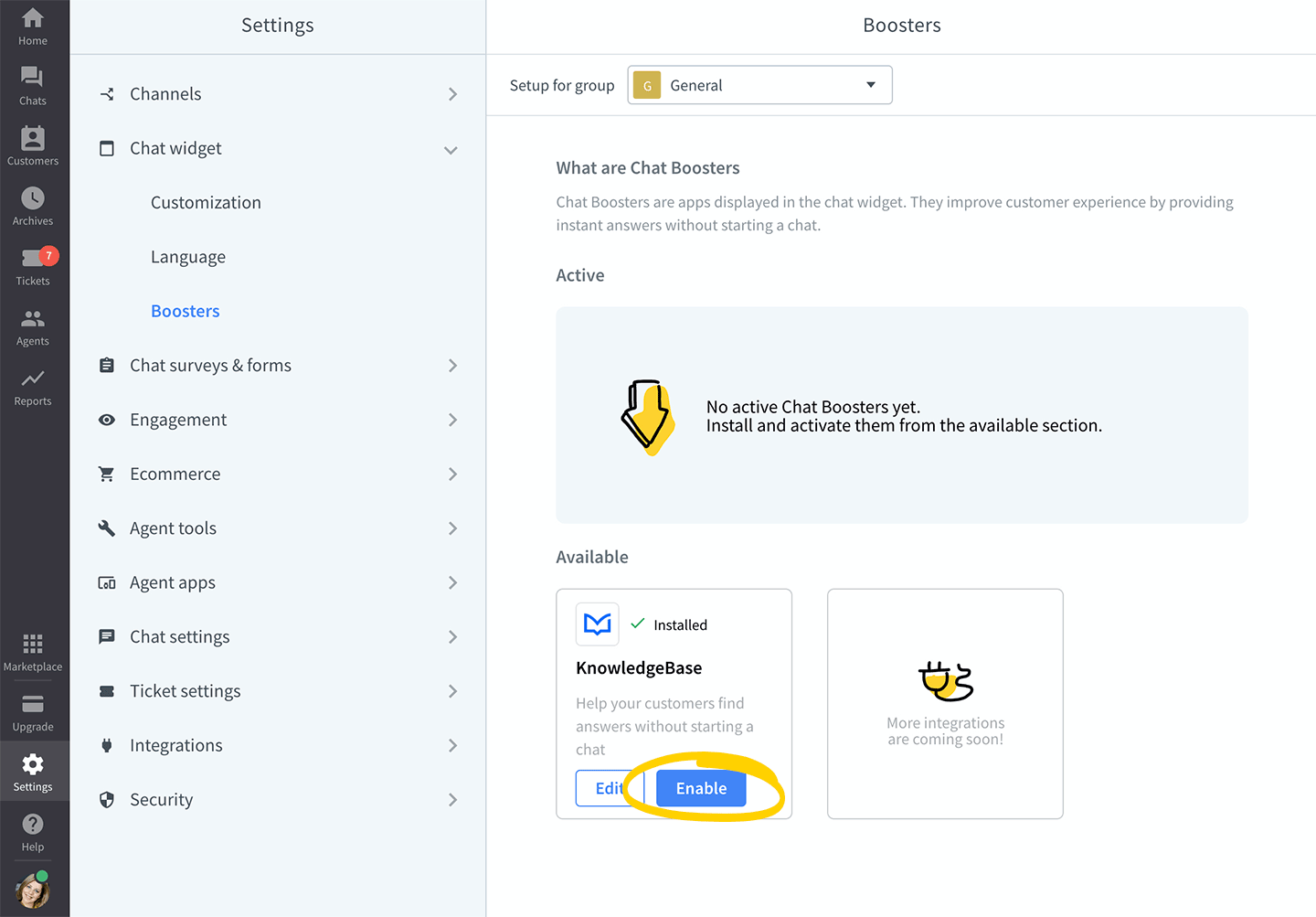 Add KnowledgeBase to the chat widget | LiveChat Help Center
